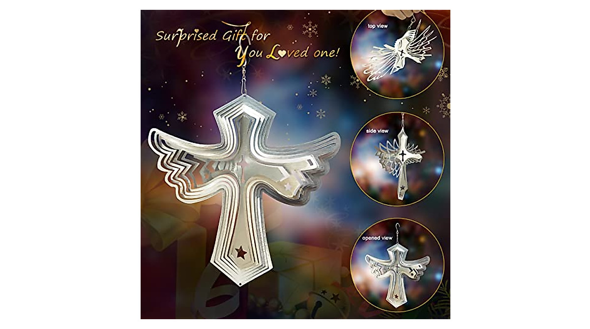 Kinetic Angel Wing Cross Wind Spinner | Indoor Outdoor Decor
