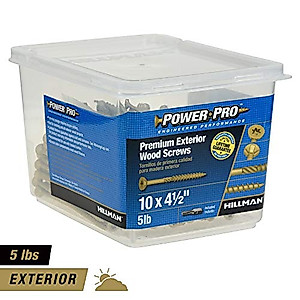 Power Pro 48616 Wood Screws, #10 x 4-1/2", Premium Outdoor Deck Screws, Rust Resistant, Epoxy Coated Bronze, 5lb Tub, 237 pcs