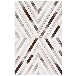 Safavieh Studio Leather Collection 5' x 8' Grey/Brown STL819F Handmade Modern Natural Hide Area Rug
