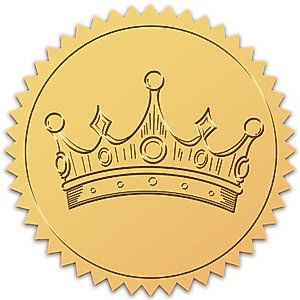CRASPIRE 100pcs Crown Stickers 2" Gold Certificate Seals Embossed Gold Foil Round Self Adhesive Embossed Stickers for Wedding Invitations Envelope Graduation Notary Corporate Monogram Seals