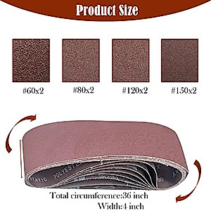 SACKORANGE 38 PCS Sander Belt Set- 8 PCS 4 x 36 Inch Aluminum Oxide Sanding Belts - 60, 80, 120, 150 Grit + 30 Pieces 6 Inch Self Stick Aluminum Oxide Sanding Disc (4x36"+6" Disc)