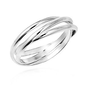 AeraVida Interconnected Trinity Band .925 Sterling Silver Ring | Elegant Wedding Rings for Women | Casual Comfort Fit Silver Rings for Women | Couple Unisex Ring | Sterling Silver Rings Sizes (13)