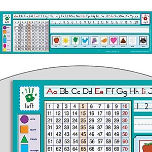 Really Good Stuff 24PK Zaner-Bloser Self-Adhesive Plastic Desktop Reference Nameplate with Numbers, Letters, Colors-Traditional Manuscript Name Tags