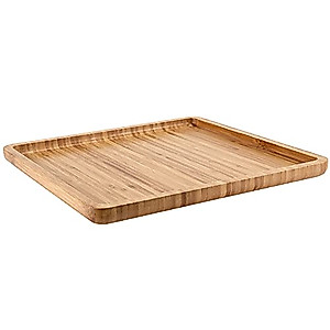 MUKLEI 4 Pack 12 Inches Square Bamboo Tray, Natural Bamboo Serving Platter, Bamboo Serving Tray for Coffee, Tea, Fruits, Cheese
