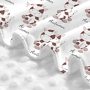 Personalized Cute Cow Baby Infant Car Seats Canopy for Babies with Name, Custom Multi-use Blankets for Baby Boys Girls, Peekaboo Minky Nursing Breastfeeding Stroller Cover Canopies for Newborn