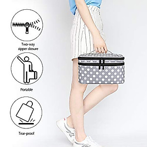 Luxja Double-Layer Sewing Accessories Organizer, Sewing Supplies Organizer for Needles, Thread, Scissors, Measuring Tape and Other Sewing Tools, Large/Polka Dots