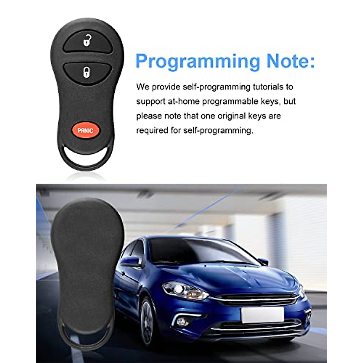 Replacement Key Fob for 2002-2005 Dodge Ram Truck 1500 2500/2001-2004 Dakota/2001-2003 Durango/2001-2003 Grand Caravan Keyless Entry Remote (GQ43VT17T), Set of 2