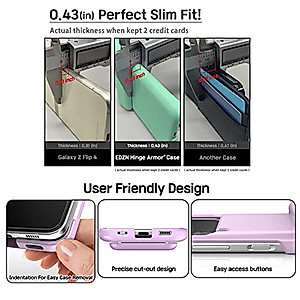 VVUPIC for Galaxy Z Flip 4 Case Cover 2-Card Slot Slim Hard Rugged Hinge Protective Armor-S Black