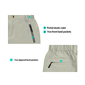 Mapamyumco Women’s Hiking Shorts Quick Dry Stretch for Golf Outdoor Camping Travel, Zipper Pockets Khaki S