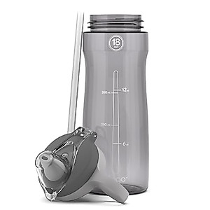 Pogo BPA-Free Tritan Plastic Water Bottle with Soft Straw Lid, 18 Oz, Grey