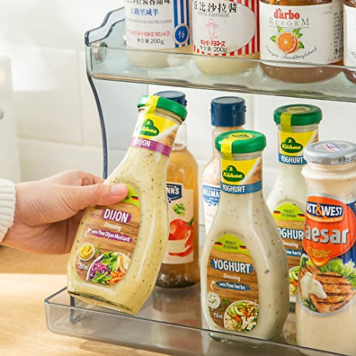 2-Tier Organizer Countertop, Clear Kitchen Spice Rack Cosmetic Organizer , Vanity Perfume Storage Tray, Counter Storage Shelf for Bathroom, Kitchen, Living Room, Bedroom, Dressing Table