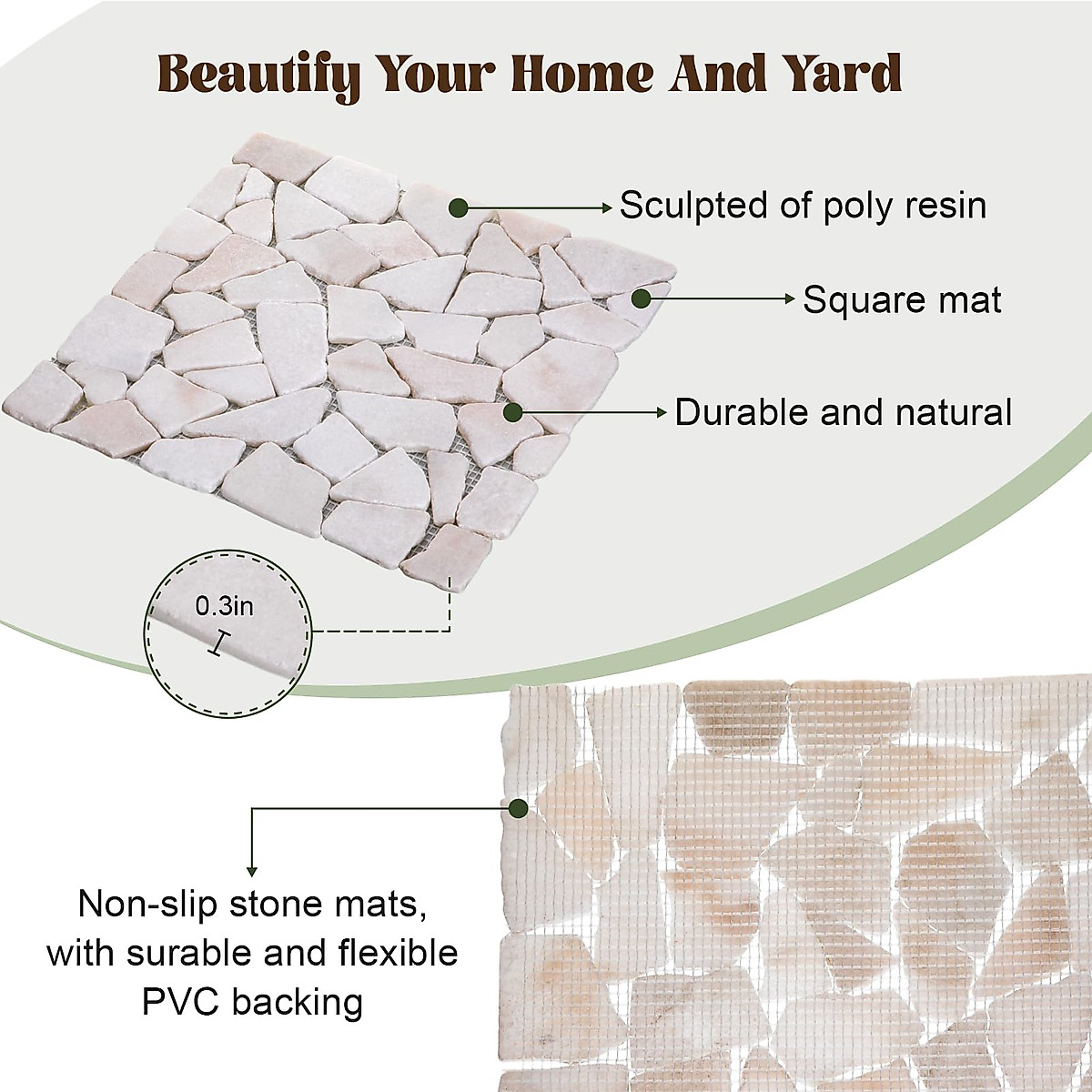 Sasylvia 6 Pcs 12 Inch Stepping Stones Outdoor Square Marble Riverstone Decorative Pathway Stepping Stones for Garden Walkway Pathway Outdoor Lawn Yard Decorations