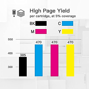 BeOne Remanufactured Ink Cartridge Replacement for Epson T126 126 to use with Workforce 60 435 520 545 630 633 635 645 840 845 WF-3520 WF-3530 WF-3540 WF-7010 WF-7510 WF-7520 Printer (4BK 2C 2M 2Y)