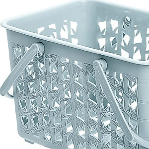 Elsjoy Set of 3 Plastic Shower Caddy Basket, Portable Shower Tote Storage Bin with Handles, Drainage Toiletry Organizer for Bathroom, College Dorm, Kitchen, 10" L x 7" W x 6" H