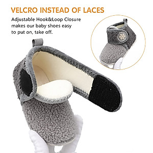 FEETCITY Infant Baby Boys Girls Slippers Cozy Fleece Ankle Booties Soft Bottom Warm Cartoon Socks Newborn Crib Shoes 12-18Months