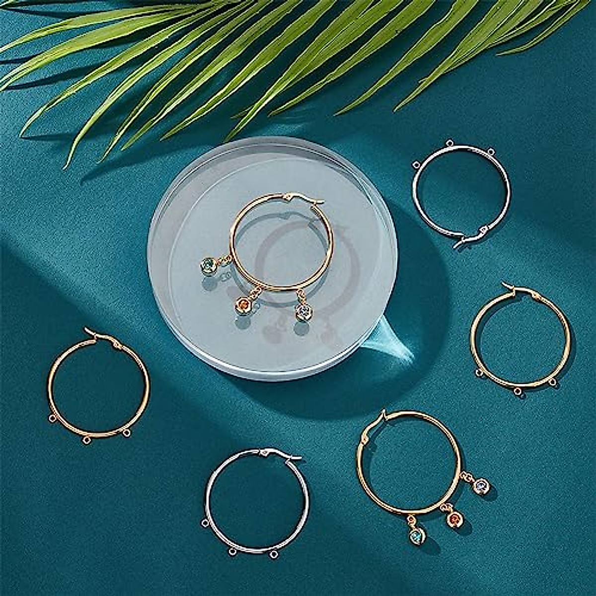 UNICRAFTALE 12 Pcs 2 Colors 304 Stainless Steel Huggie Hoop Earrings Findings 12 Gauge Large Hoop Earrings DIY Hypoallergenic Huggie Earrings with 3 Loops for Women DIY Earring Jewelry Making
