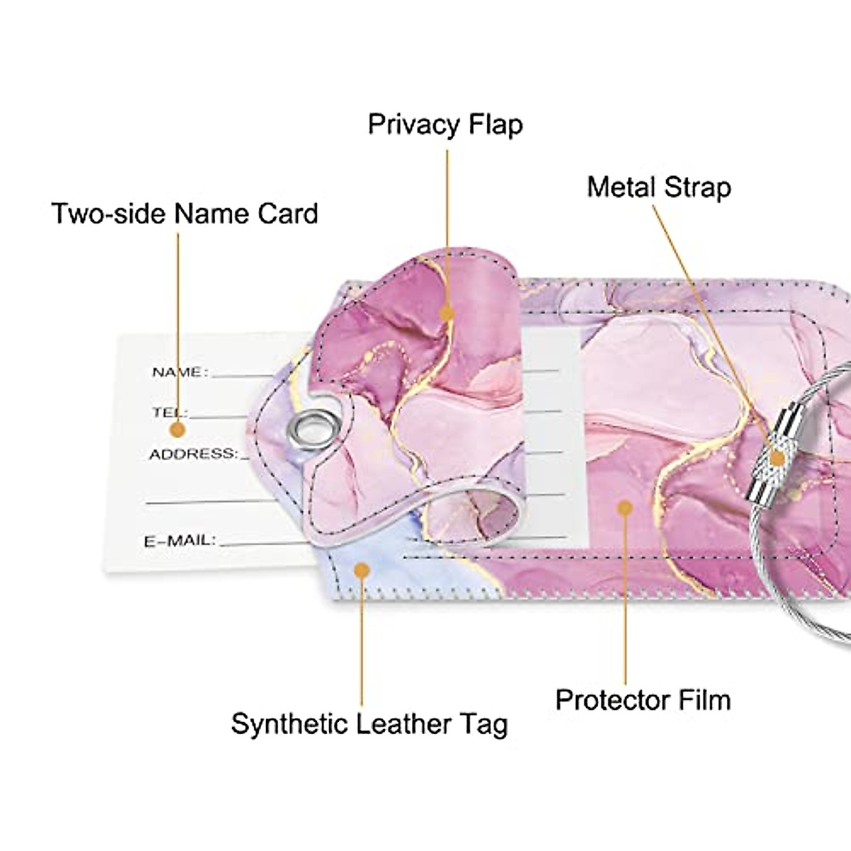 2 Pcs Luggage Tags, Fintie Privacy Cover ID Label with Stainless Steel Loop and Address Card for Travel Bag Suitcase