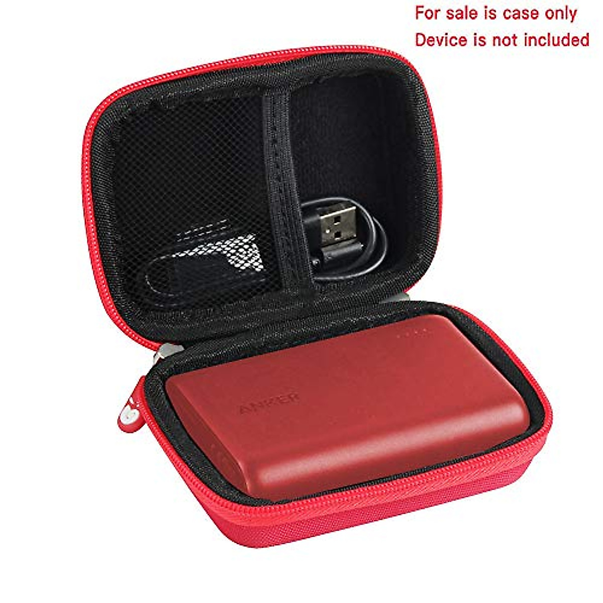 Hermitshell Hard EVA Travel Case Fits Anker PowerCore 10000 One of The Smallest and Lightest 10000mAh External Batteries Ultra-Compact Power Bank (AK-A1263011) (Red)