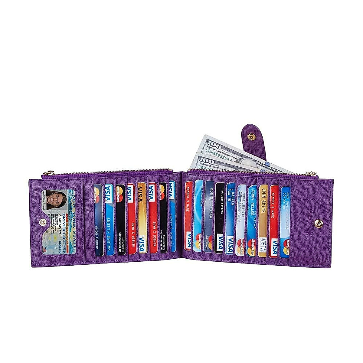 Travelambo Womens Multi Card Case Wallet & Front Pocket Minimalist Leather Slim Wallet