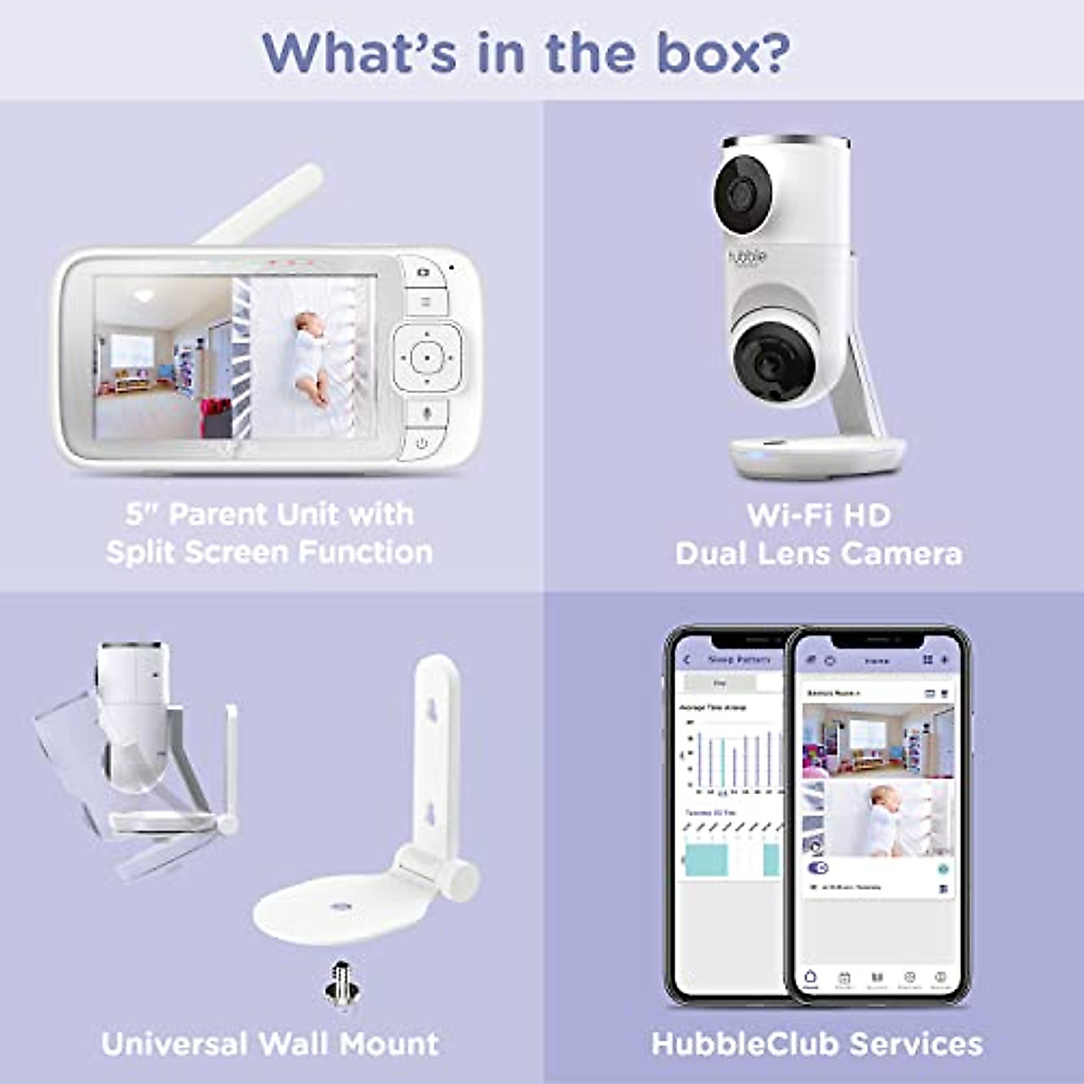 Hubble Connected Dual Vision Smart HD Baby Monitor with 2 Cameras, WiFi Baby Monitor with App and Screen, Remote Pan Tilt Zoom, 2-Way Talk, AI Motion Tracking, Night Vision, Room Temperature Sensor