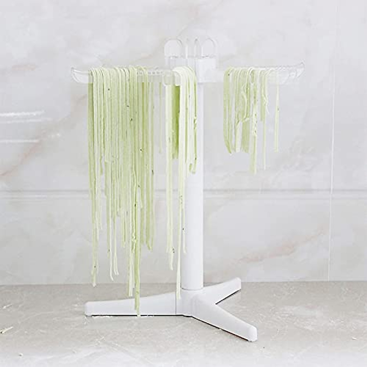 Pasta Drying Rack with 10 Bar Handles, Collapsible Household Noodle Dryer Rack Hanger (6 Bars, White)