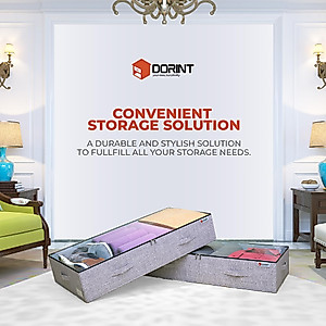 DORINT 2 Pack Under Bed Storage Containers - 4 Reinforced Handles for Clothing, Bedding, Blankets, Towels, Sweaters (6 Inches Tall, 60L)