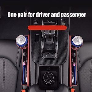 Jessena Car Leather Cup Holder Gap Bag, Adjustable Car Seat Storage Box, Car Seat Storage Box with Cup Holder, Leather Car Seat Storage Box, Seat Gap Storage Box (Black,Driver Seat)