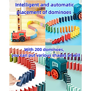 DAWUSU 200 PCS Automatic Domino Train Toy Set,Fun Domino Games for Kids,Domino Games for Boys and Girls Age 3-8
