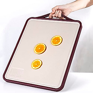 WINDANDSKY Cutting Board for Kitchen,Stainless Steel Cutting Board and Plastic Cutting Board,One-Sided Juice Grooves Design Chopping Board, Easy to Clean,Wine Red Edge