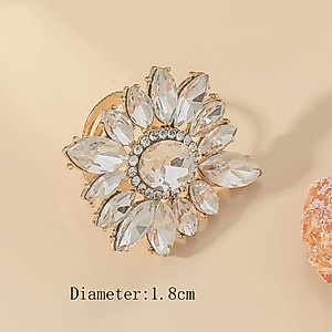 Dtja Exaggerated CZ Statement Wedding Ring for Women Gold Plated Vintage Rhinestone Crystal Cluster Adjustable Open Band Wrap Birthday Christmas Cocktail Party Ring Comfort Fit Jewelry