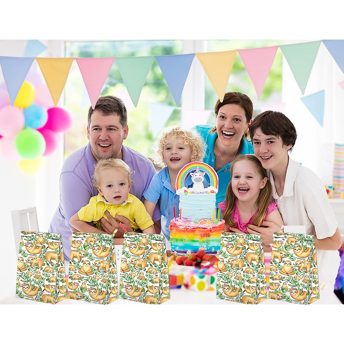 XGELUL Sloth Party Favors Candy Bags with Stickers - Sloth Goodie Gift Treat Bags - Sloth Themed Birthday Party Supplies