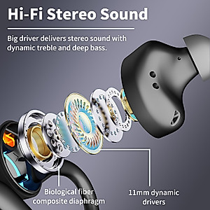 Wireless Earbuds Bluetooth Headphones Sport Bluetooth 5.3 Earbuds with 120H Playtime Dual LED Battery Display with Earhook IPX7 Waterproof for Workout/Gym/Running Black