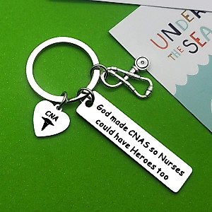 CNA Gift Certified Nursing Assistant Gift God Made CNAS So Nurses Could Have Heroes Too Keychain Graduation Gift for CNA Stethoscope Medical Keychain Nursing School Student Gift,Nurse keychain