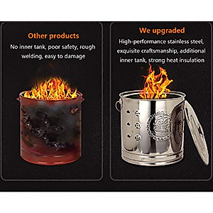 QILIN Mini Garden Incinerator, Small Stainless Steel Burner, for Wood, Leaves, Paper, Multiple Sizes, Gold/Silver/Red