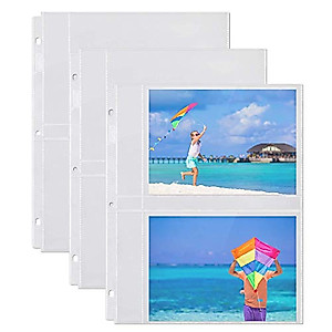Dunwell Photo Album Refills 5x7 - (25 Pack), for 100 Pictures, Photo Sleeve Inserts for 3-Ring Binder, 2-Pocket Photo Page for 5 x 7 Photographs, Postcards, Recipe Cards