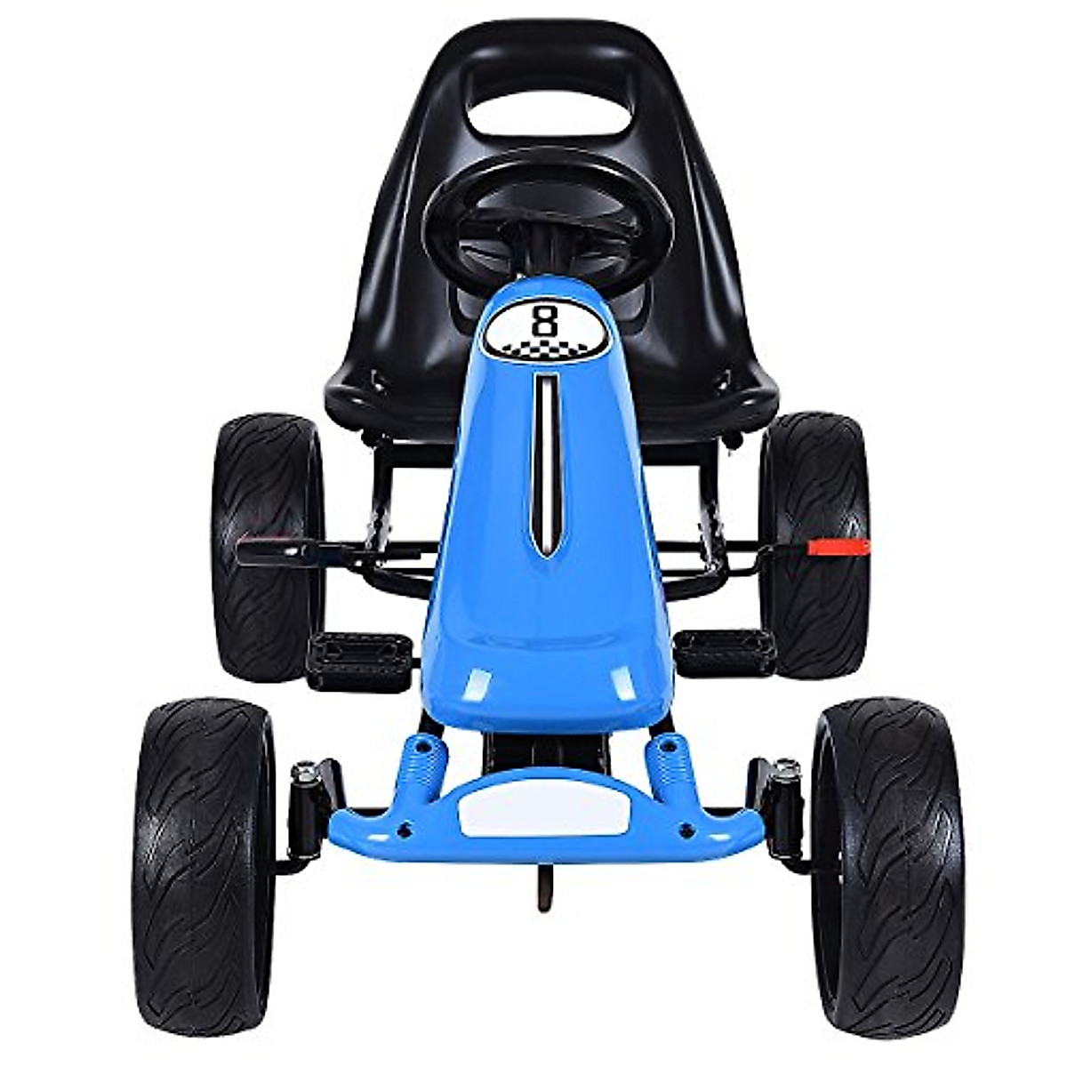 Costzon Go Kart, 4 Wheel Powered Ride On Toy, Outdoor Racer Pedal Car with Clutch, Brake, EVA Tires, Adjustable Seat (Blue)