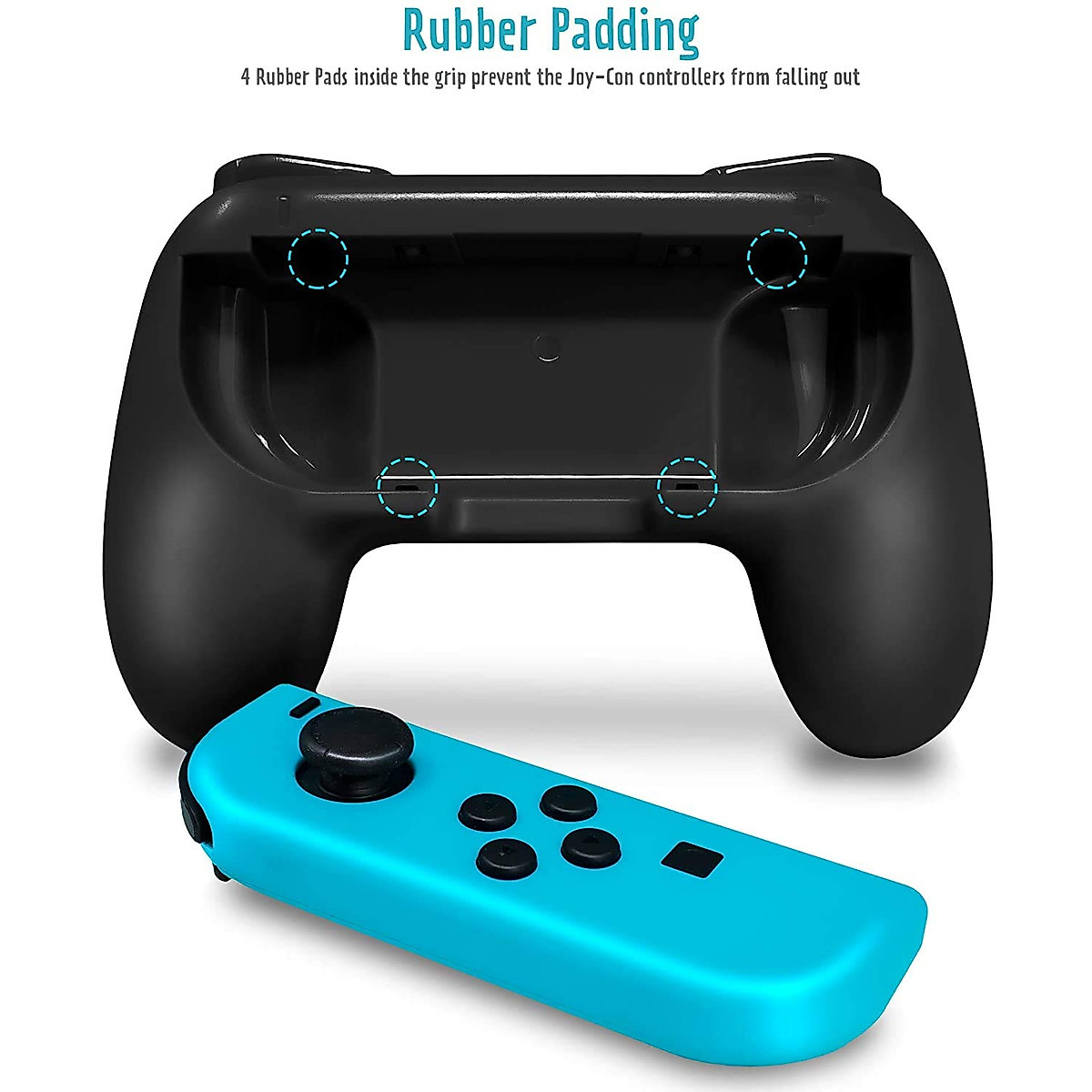 EIMGO Controller Grip for Nintendo Switch Joy-Con, Wear-Resistant Handheld Joystick Remote Handle Compatible with Switch, 2 Pack (Black)