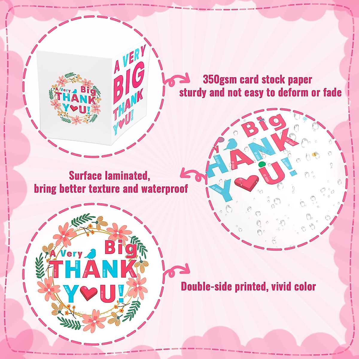 Giant Thank You Card with Envelope, 14 x 22 Inch Very Big Thank You Jumbo Greeting Card, Oversize Group Team Card Jumbo Message Greeting Cards for Wedding Graduation Baby Shower Party Gift (modern)