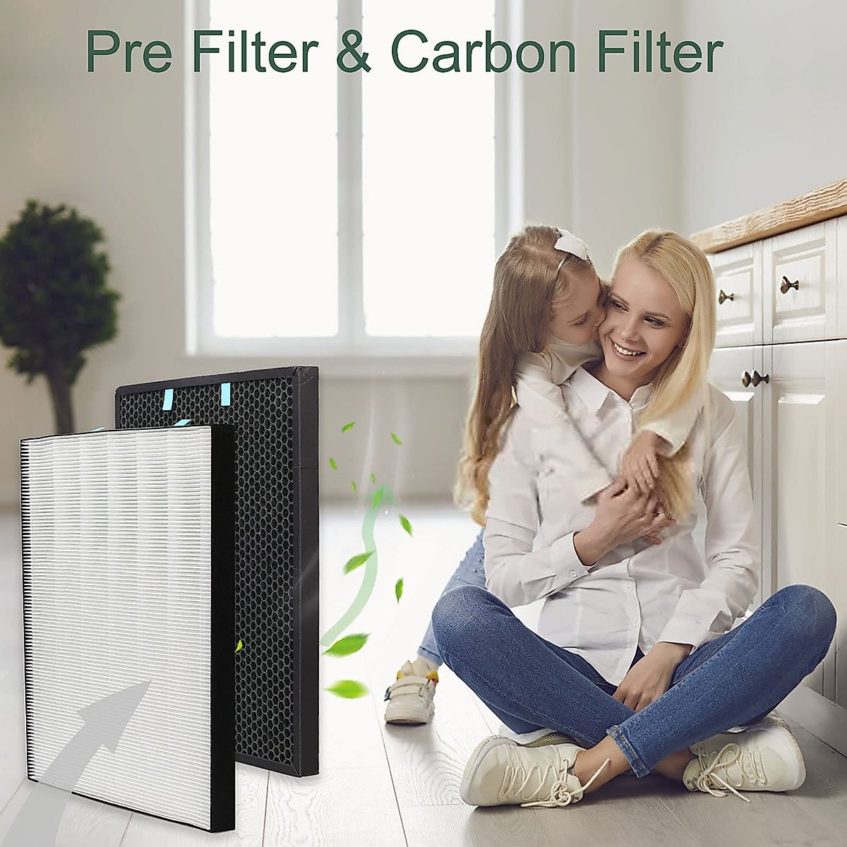 Replacement 400 Filter for Bissell Air400-2521 Pre Filter, 2520 Active Carbon Filter, Filter with 1 Carbon Filter, Compared to Part 2521, 2520