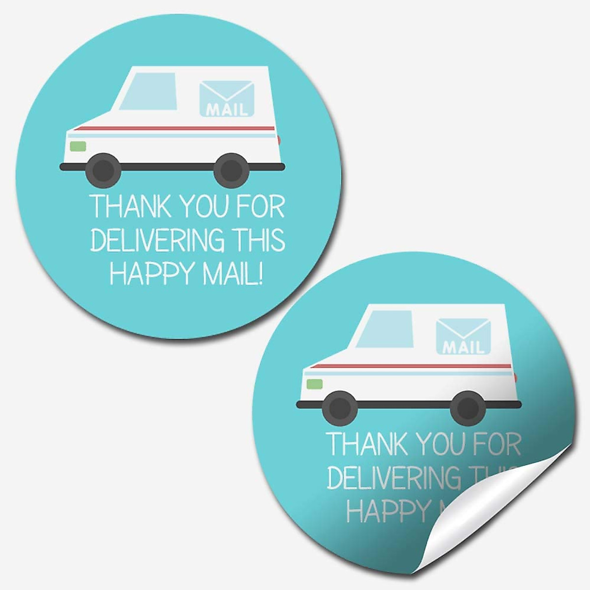Happy Mail Themed Thank You Postal Worker Appreciation Sticker Labels for Small Businesses, 60 1.5" Circle Stickers by AmandaCreation, Great for Envelopes, Postcards, Direct Mail, & More!