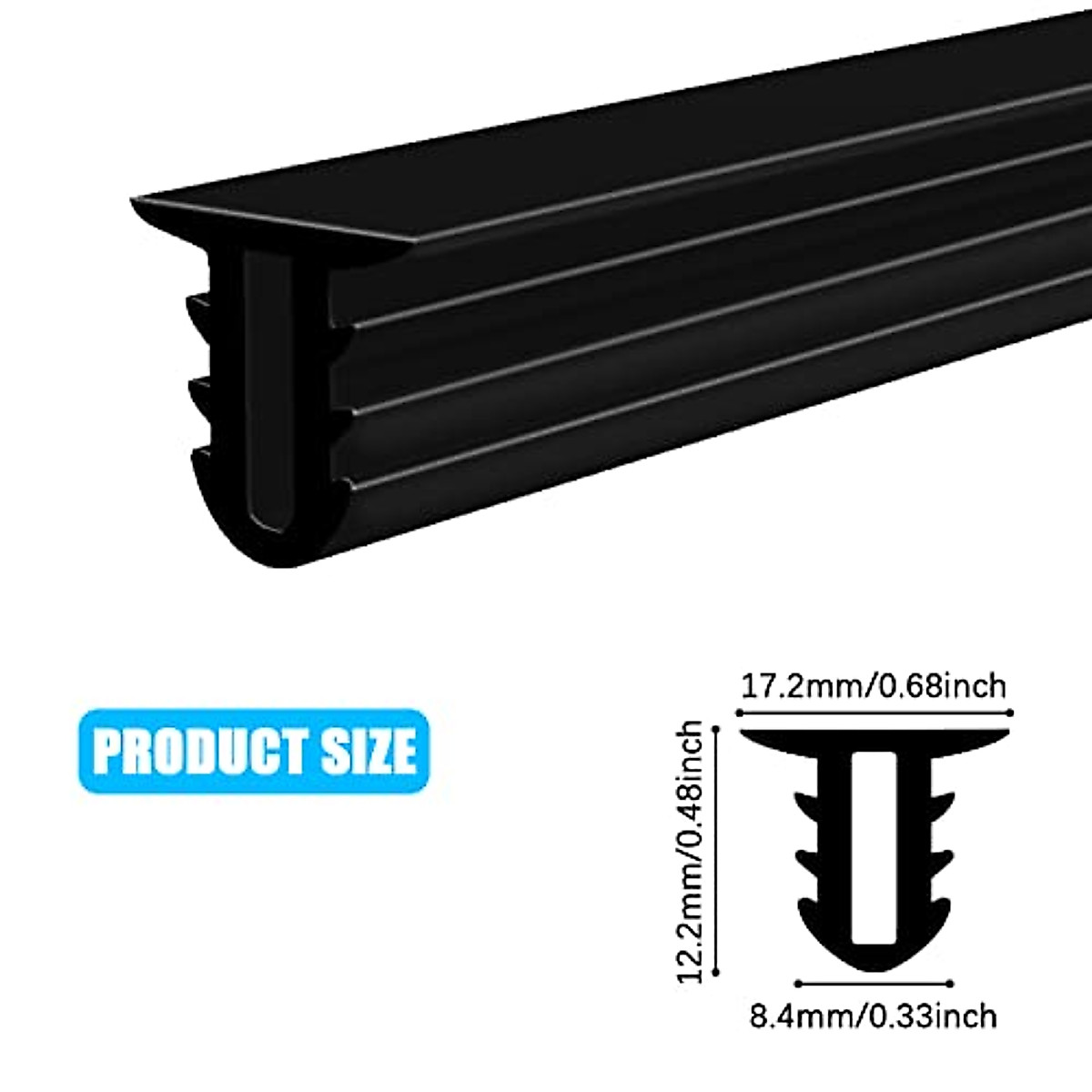 Msyuusr Car Rubber Dashboard Trim Seal Strip, 6.6Ft Universal Windshield Slit Dustproof Sound Insulation Guard Strip for Cars, Trucks, Boats (Black)