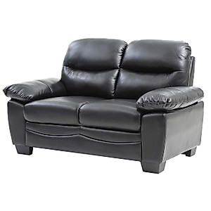 Glory Furniture Marta Upholstered Love Seat, Black Faux Leather