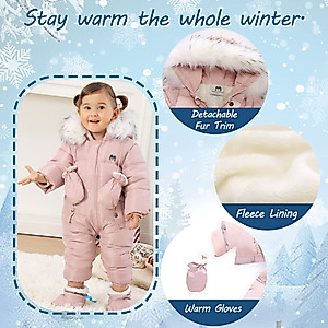 XIFAMNIY Baby Girls and Boys Snowsuit Winter suits Jumpsuit Outwear Hooded Footie Snow suits