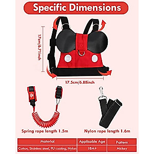 Lehoo Castle Toddler Leash for Walking, Baby Leashes for Toddlers Boys 4-in-1, Kid Harness with Leash, Child Safety Leash Anti Lost Wrist Link (Mickey)