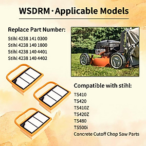 WSDRM TS410 TS420 Air Filter Pre Cleaner for TS410 TS420 TS410Z TS420Z TS480 TS500i Concrete Cut Off Saw Cutquik Saws Chop Saw 4238 140 4402, 4238 141 0300, 4238-140-1800, 3 pcs