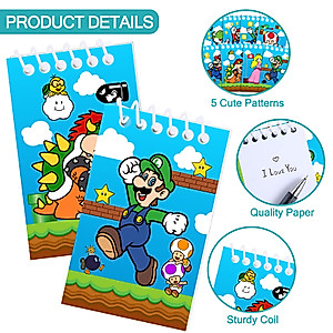 Mario Birthday Party Supplies, 24Pcs Mini Notepads for Mario Birthday Party Favors, Goodie Bag Stuffers, Children Classroom Rewards, 8 Types