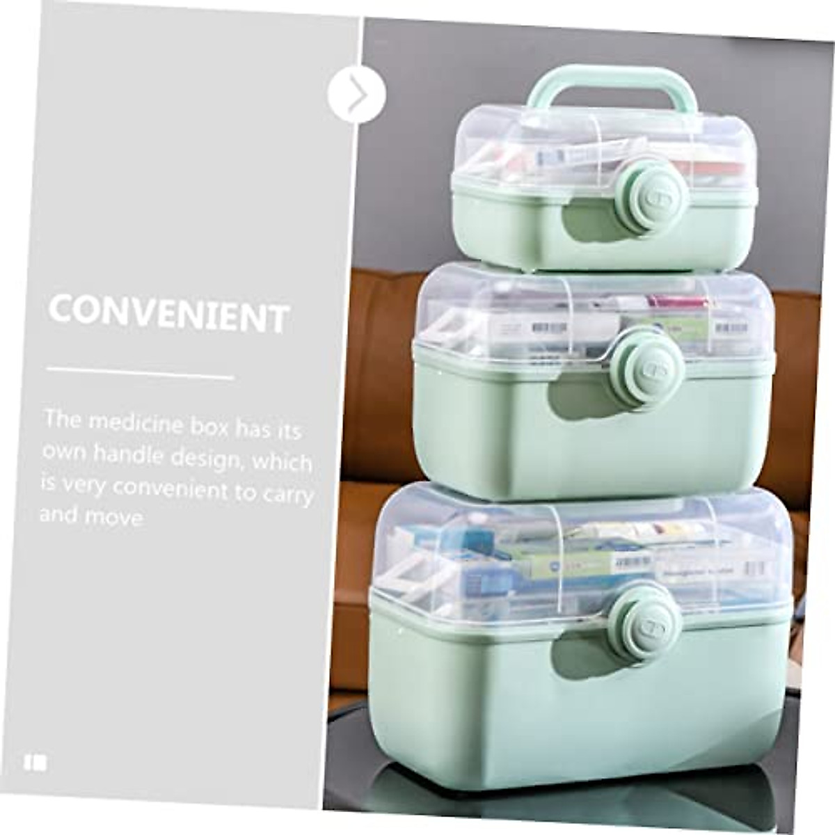 KICHOUSE Large Capacity Multi Medicine Organizer Box Lockable Storage Box for Family Use Home Medicine Box with Detachable Tray for Emergency Supplies