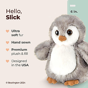 Bearington Slick Small Plush Penguin Stuffed Animal, 6 Inches