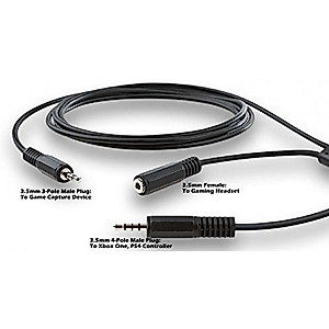 ienza® Party Chat Link Chat Adapter Cable Wire for Xbox One, Xbox Series X/S, PlayStation 4 PS4, PS5, Elgato Game Capture HD, HD60, HD60 Pro & Similar Devices