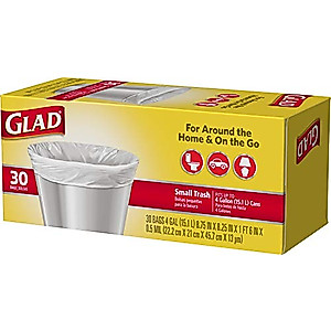 Glad Small Trash Bags - 4 Gallon White Trash Bag - 30 Count